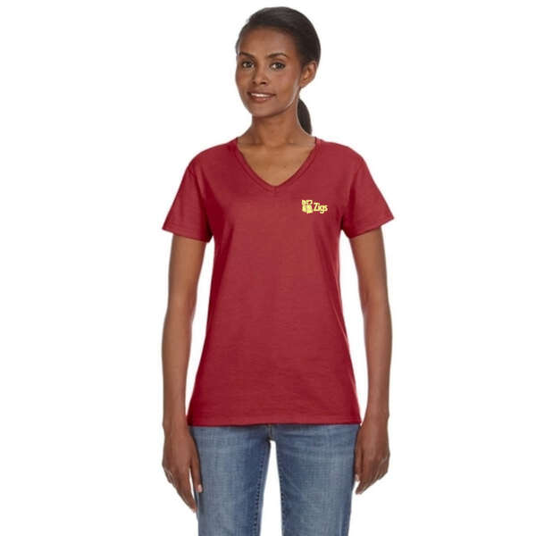 Anvil Ladies' Ringspun V-Neck T-Shirt - Dark/Colors | Deluxe