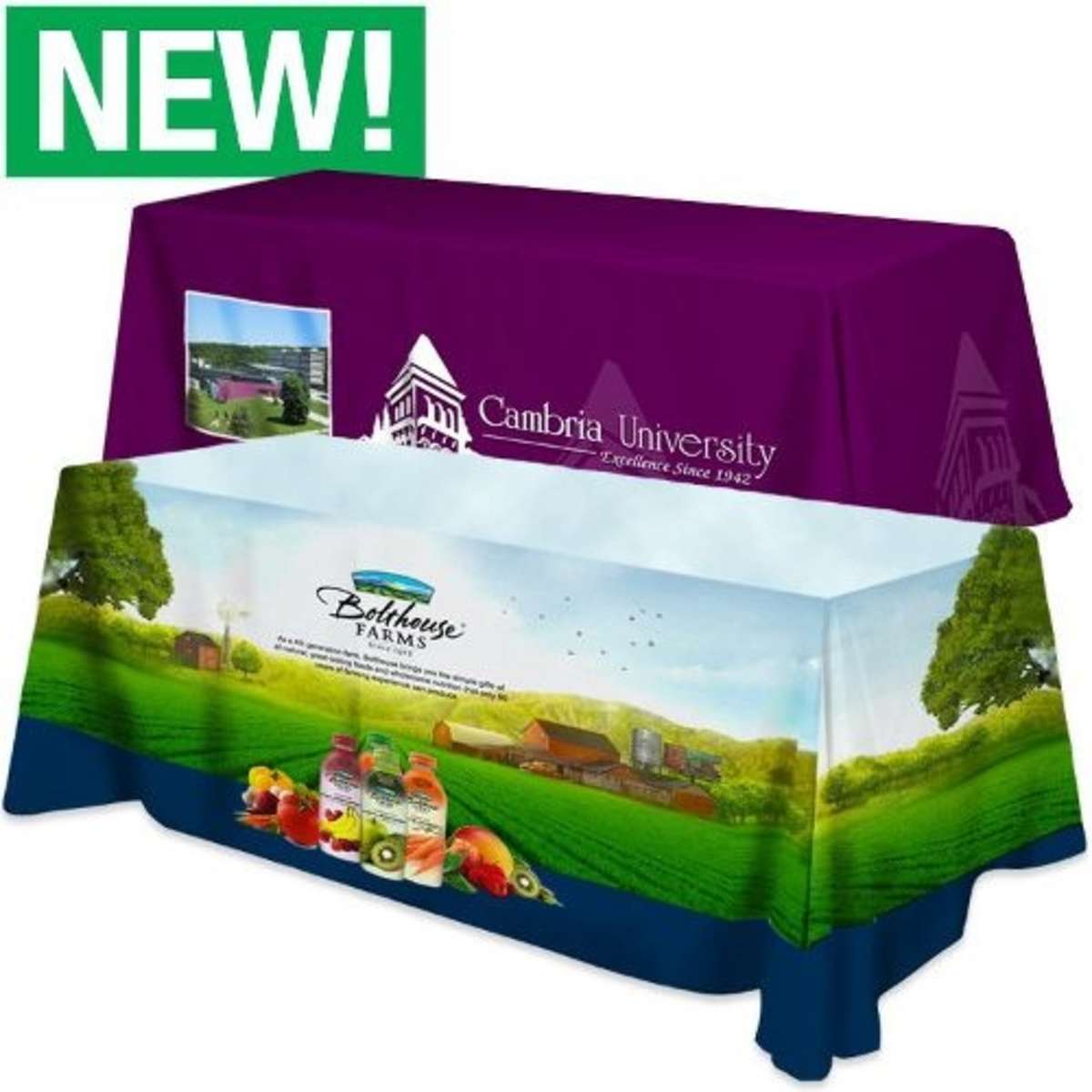 Order Custom 8ft All Over Dye Sub Table Cover- 3-sided