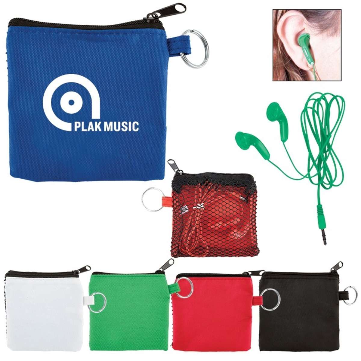 Order Custom Ear Buds in Zip Pouch Online