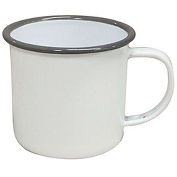 12 oz. White Enameled Steel Cup with Bright Color Halo