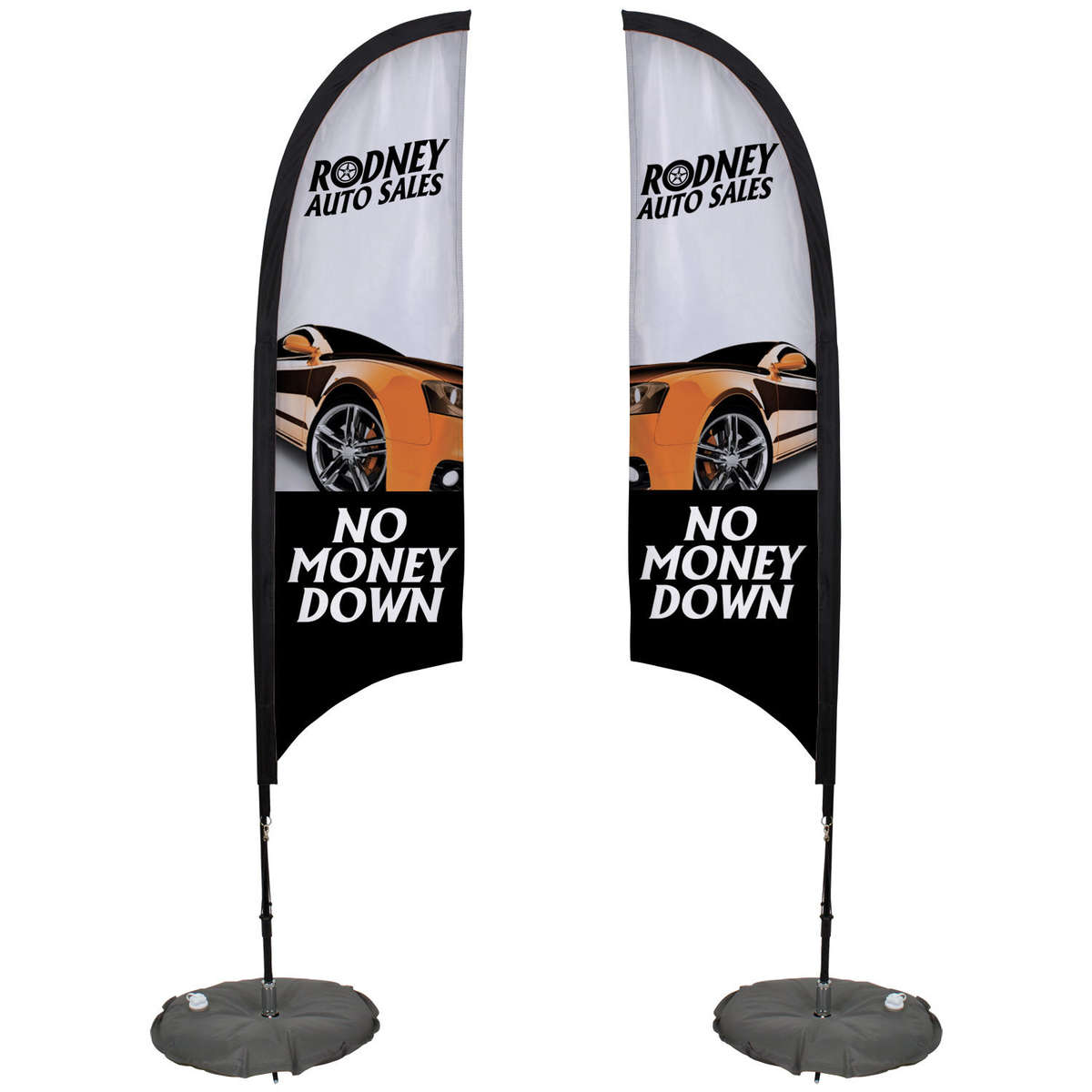 Custom 7' Razor Sail Sign Kit Double-Sided with Scissor Base