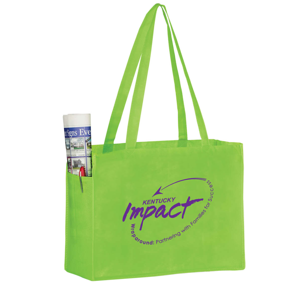 Non Woven over the Shoulder Tote Bag with Side Pockets