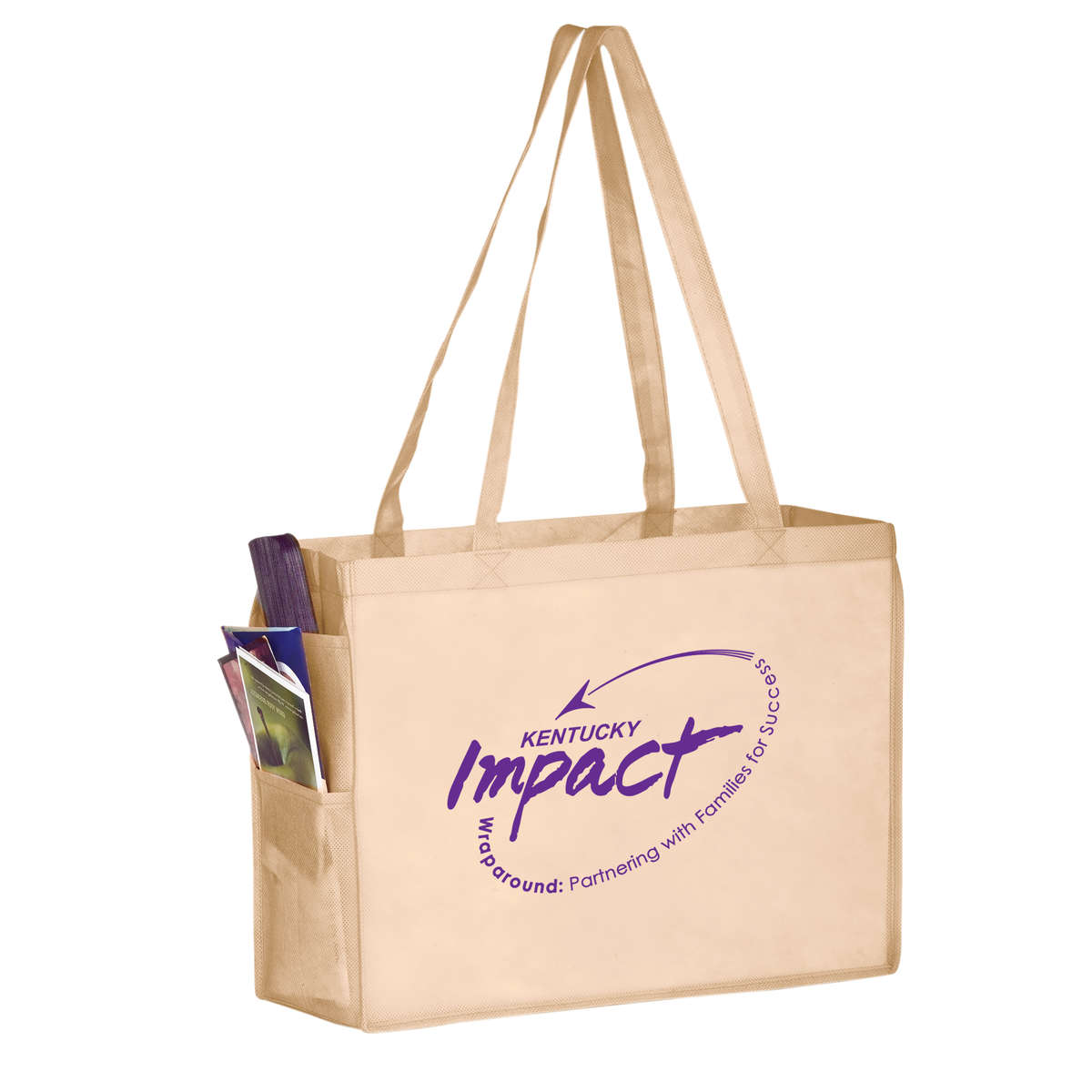 Non Woven over the Shoulder Tote Bag with Side Pockets