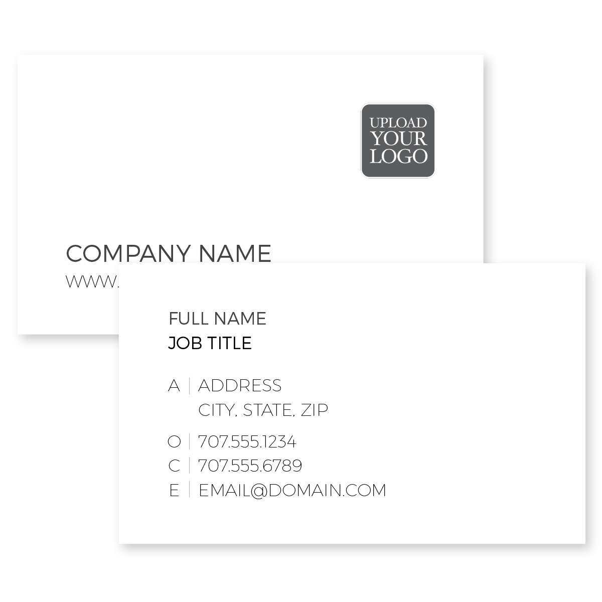 Left Align Business Card 2x3-1/2 Rectangle Horizontal | Deluxe