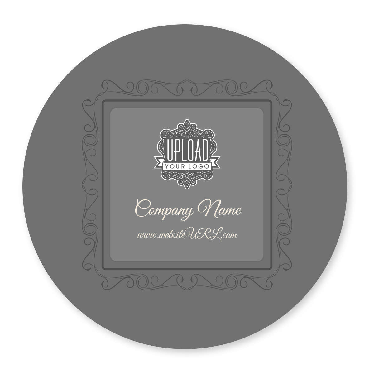 Twirly Border Sticker 4x4 Circle | Deluxe