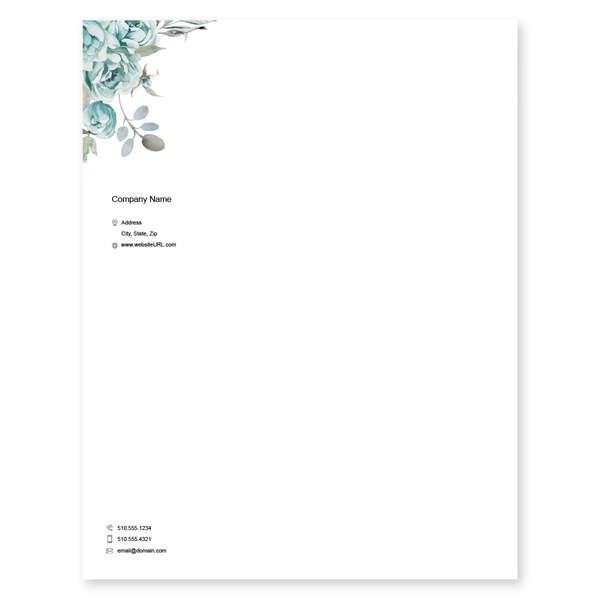 Rose Peonies Letterhead 8-1/2x11 | Deluxe