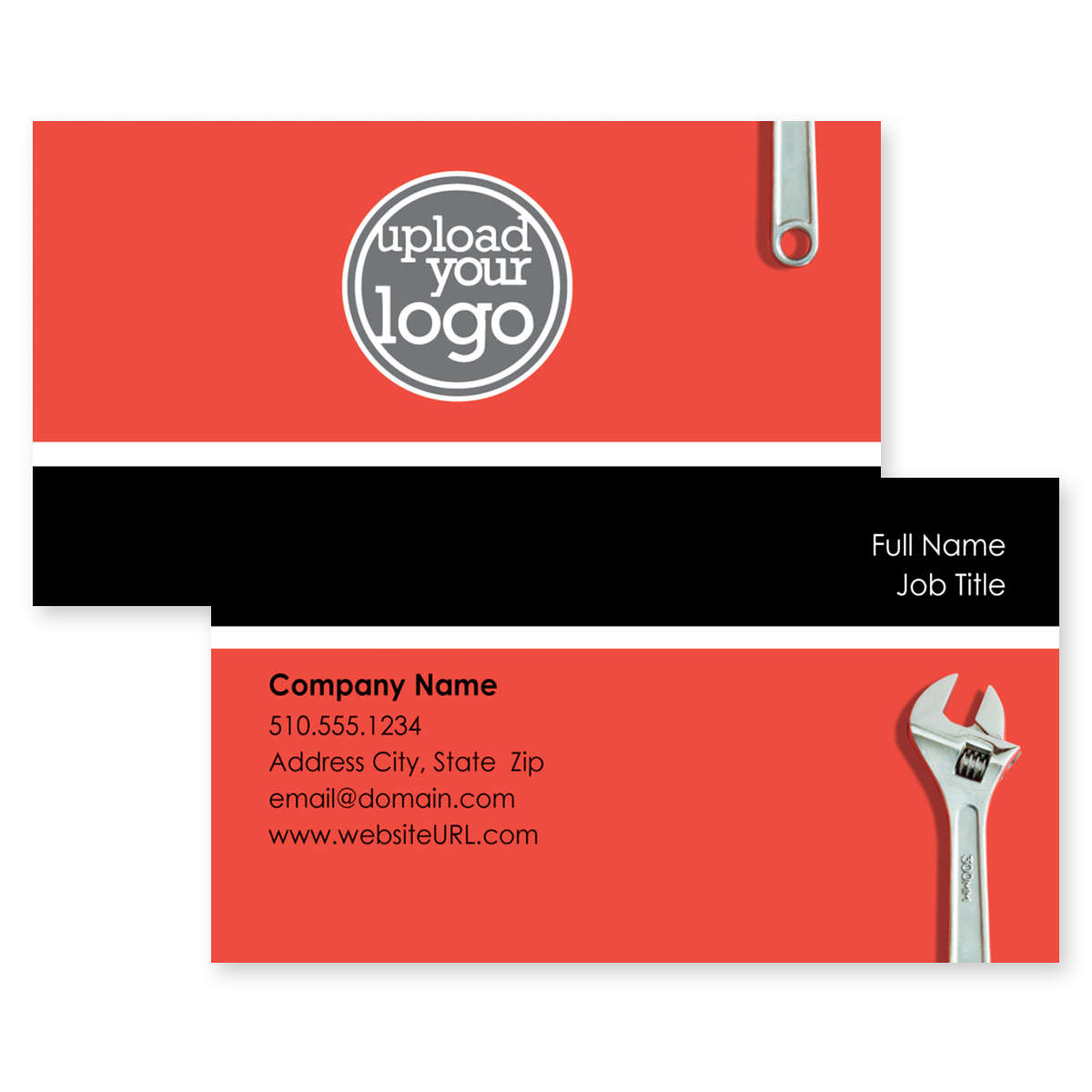 Rugged Wrench Business Card 2x3-1/2 Rectangle Horizontal | Deluxe