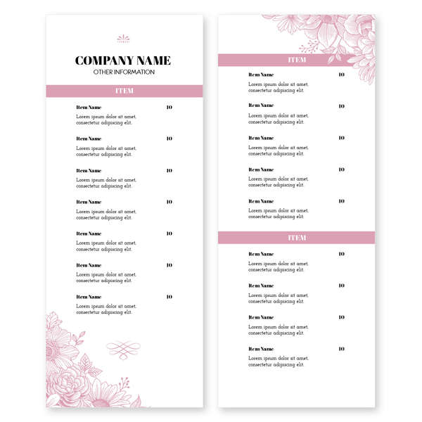 Garden Cafe Menu 4-1/4"x11" Rectangle Vertical | Deluxe