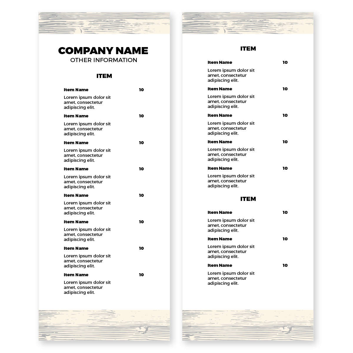 Rustic Pane Menu 4-1/4"x11" Rectangle Vertical | Deluxe