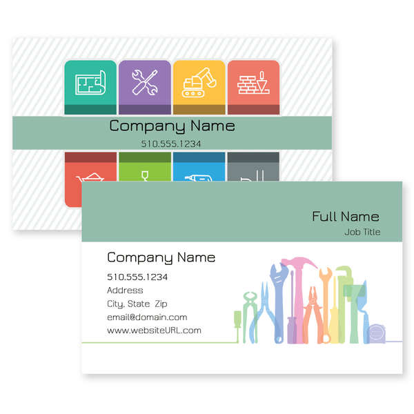Custom Hand Tool Business Card 2x3-1/2 Rectangle Horizontal