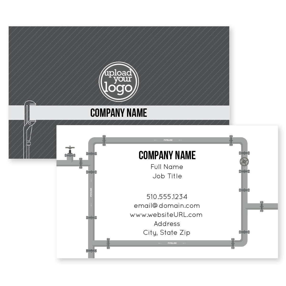 Plumbing Pipes Business Card 2x3-1/2 Rectangle Horizontal | Deluxe